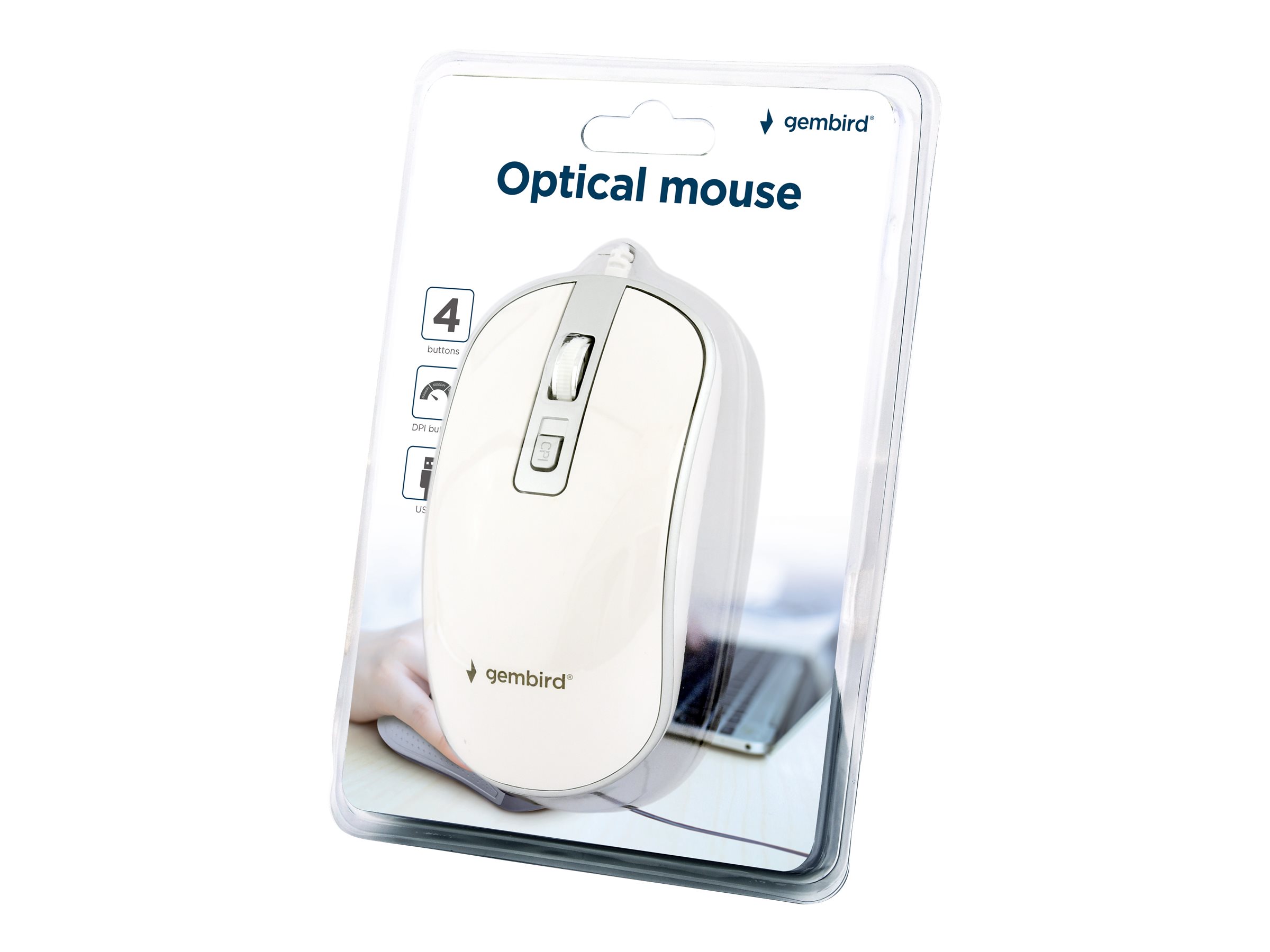 Gembird | Optical USB mouse | MUS-4B-06-WS | Optical mouse | White ...
