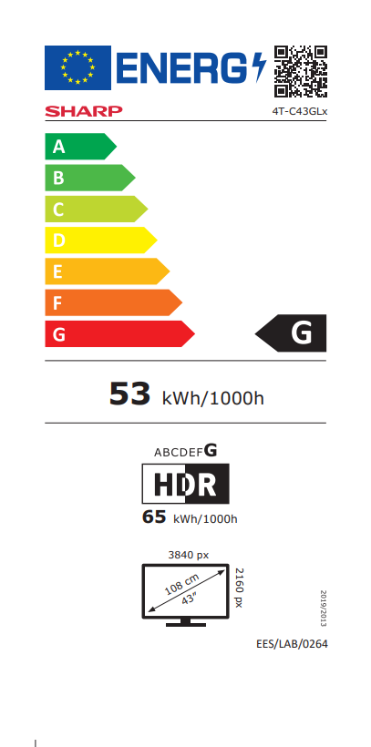 Sharp | 43GL4260E | 43" (108cm) | Smart TV | Google | 4K UHD | Black - RPC.LT