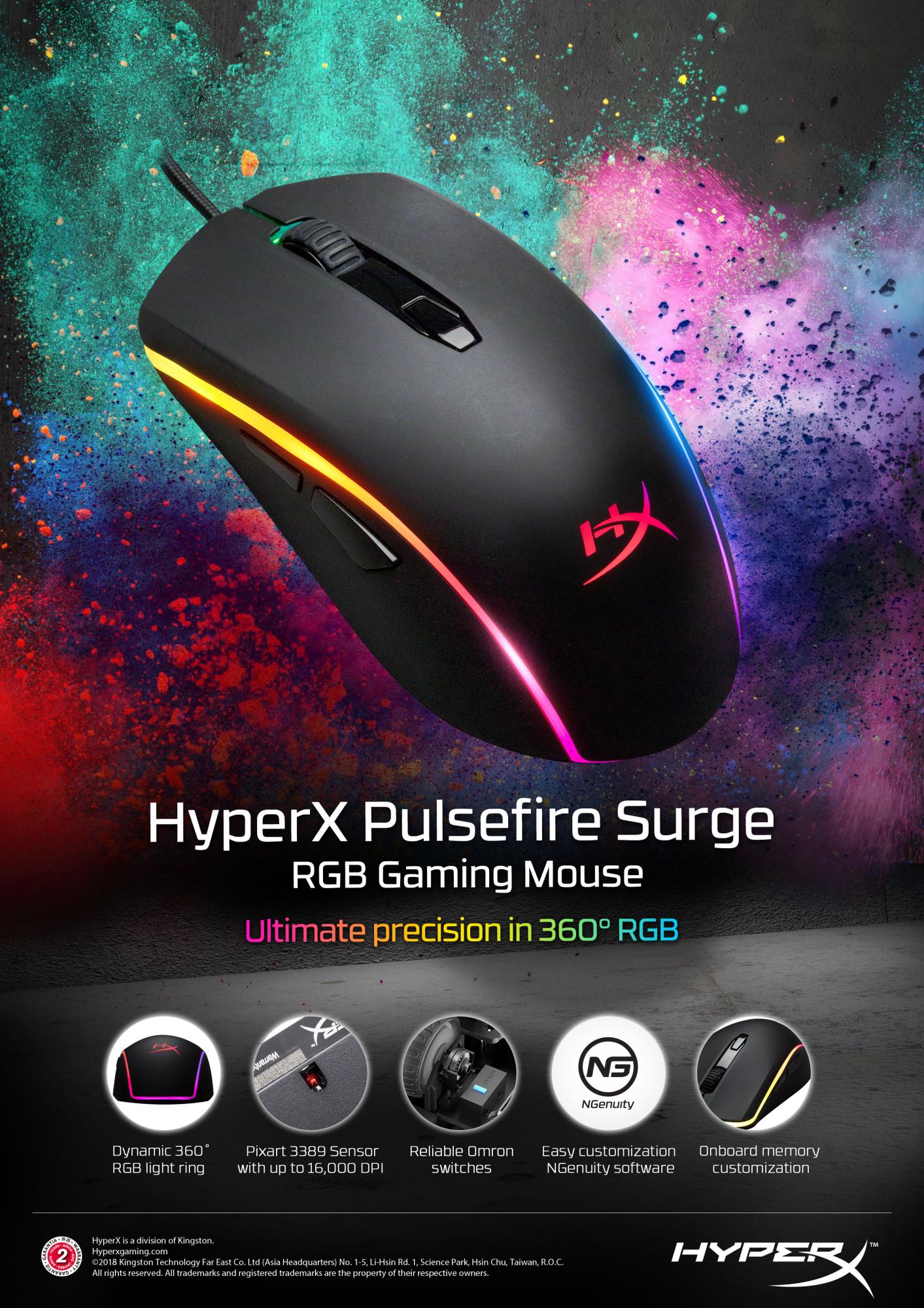 MOUSE USB OPTICAL PULSEFIRE/SURGE HX-MC002B HYPERX - RPC.LT